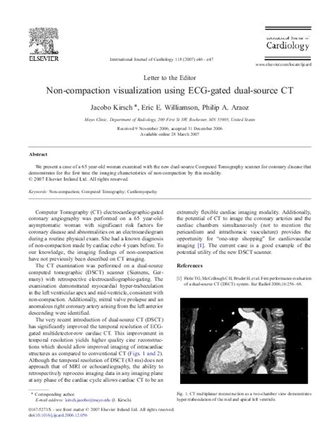 Pdf Non Compaction Visualization Using Ecg Gated Dual Source Ct