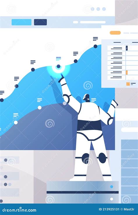 Modern Robot Analyzing Statistics Graph Financial Data Analyzing