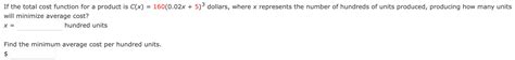 Solved If The Total Cost Function For A Product Is Chegg Com