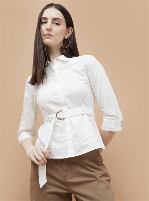 Buy Code Classic Solid Shirt With Belt From Code Classic At Just Inr 14990