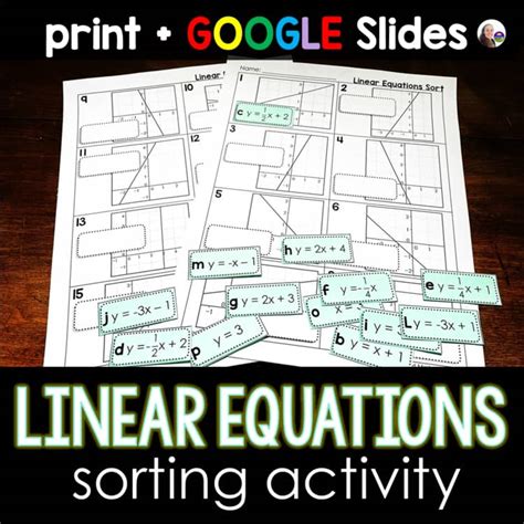 Graphing Linear Equations In Slope Intercept Form Algebra Matching Activity
