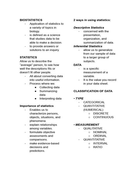 Biostatistics Pdf Statistics Level Of Measurement