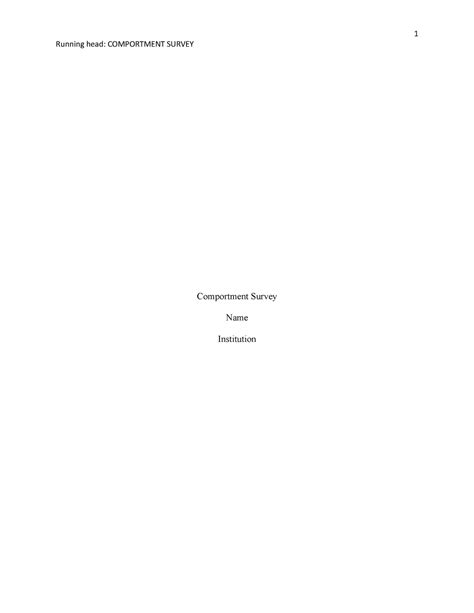 Comportment Survey Assignment Comportment Survey Name Institution