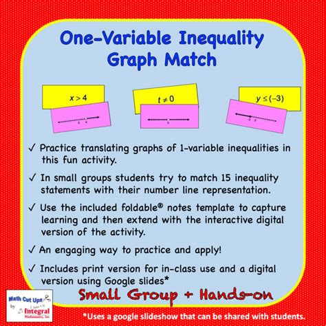 One Variable Inequality Graph Match By Math Cut Ups Tpt