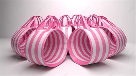 흰색 배경에서 3d 렌더링으로 분홍색 줄무늬 쇼핑백의 원형 형성 쇼핑백 쇼핑 가게 판매 가방 배경 일러스트 및 사진 무료 다운로드 Pngtree