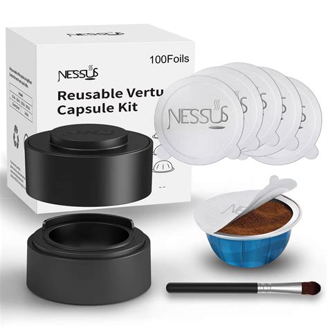 Nessus Reusable Vertuo Capsule Kit [alseal Ez Fit] For Reusable Nespresso Pods With 100 Pcs
