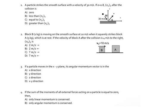 Solved 1 A Particle Strikes The Smooth Surface With A