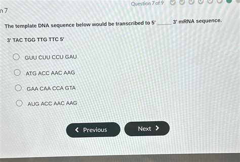 Solved Question Of N The Template DNA Sequence Below Chegg