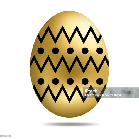 벡터 부활절 황금 달걀 흰색 배경에 고립입니다 쉐 브 론과 도트 패턴 화려한 계란 현실적인 스타일 인사말 카드 초대장 디자인에 대 한 벡터 일러스트 레이 션 웹 4월에 대한
