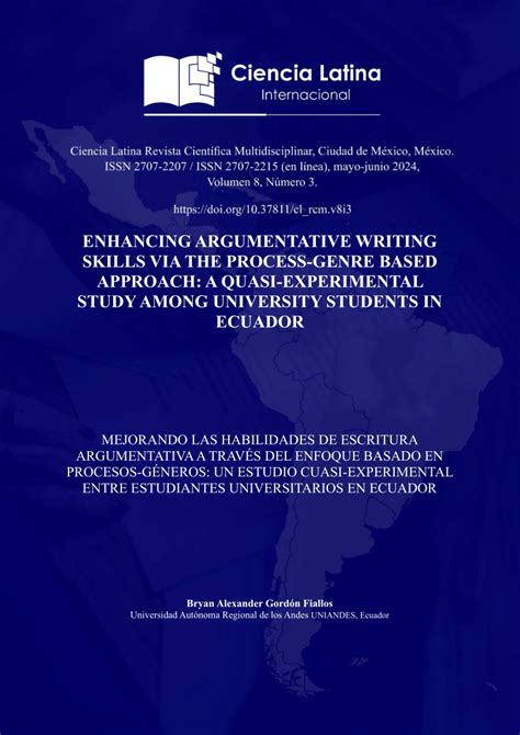 Pdf Enhancing Argumentative Writing Skills Via The Process Genre