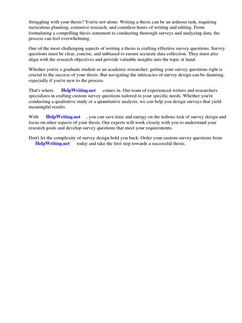 Survey Thesis Questions Pdf Survey Methodology Thesis