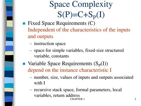ppt space and time complexity in chapter 1 powerpoint presentation