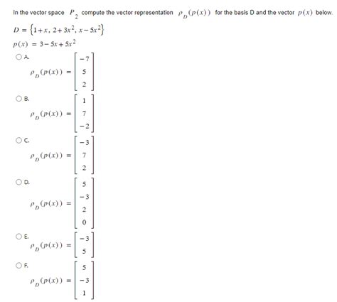 Solved In The Vector Space P Compute The Vector Chegg Com