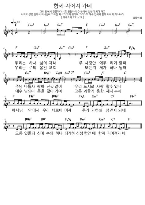 함께 지어져 가네 팀룩워십 Sheet Music For Synthesizer Solo