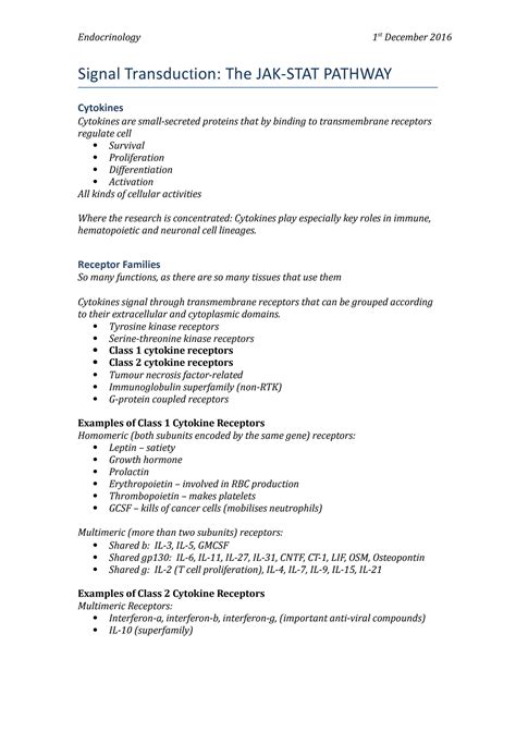 Solution Endocrinology Signal Transduction The Jak Stat Pathway