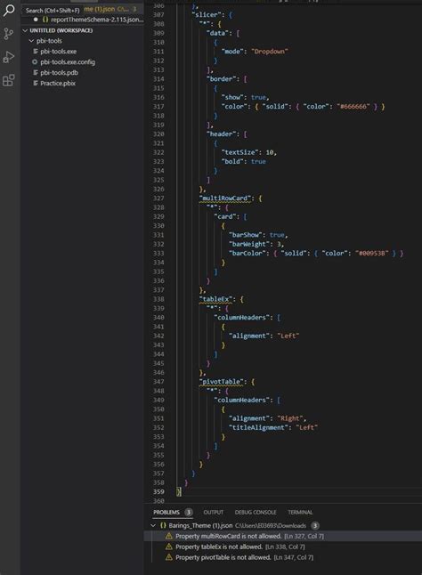custom json theme files are not working microsoft fabric community