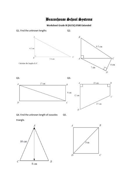 pythagoras theorem gix igcse pdf