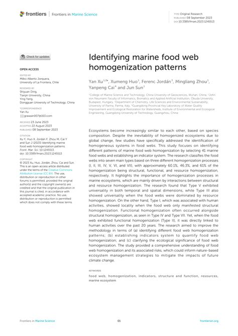 Pdf Identifying Marine Food Web Homogenization Patterns