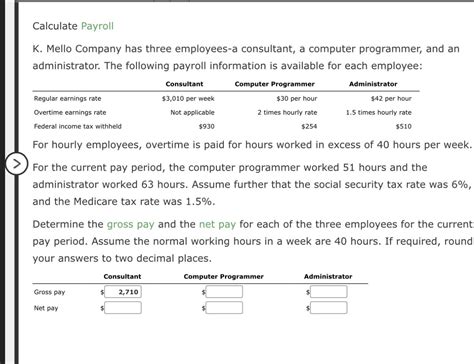 Solved K Mello Company Has Three Employees A Consultant A