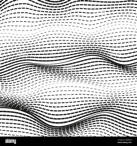 Wavy Dotted Lines Vector Squiggle Curves Abstract Textured Background Black And White Modern