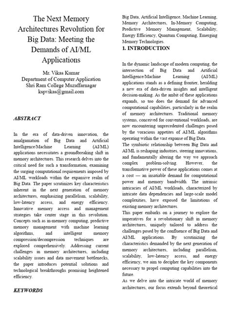 The Next Memory Architectures Revolution Pdf Machine Learning