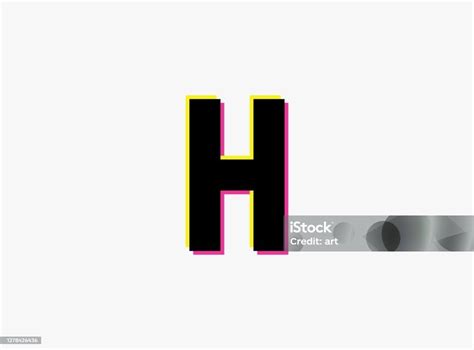 H 문자 글꼴 벡터 Desing 알파벳 동적 분할 색상 흰색 배경에 숫자 핑크와 노란색의 그림자 로고 소셜 미디어 디자인 요소 크리에이티브 포스터 등 0명에 대한 스톡 벡터