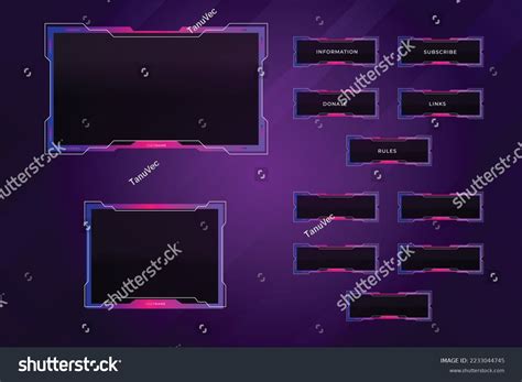 Set Modern Twitch Gaming Panels Ui Stock Vector Royalty Free