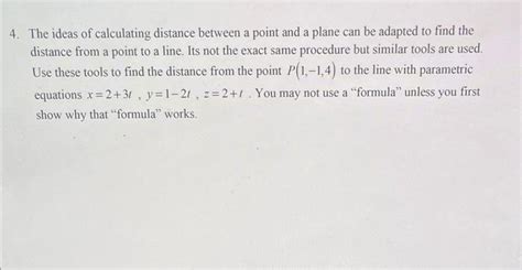 Solved The Ideas Of Calculating Distance Between A Point And