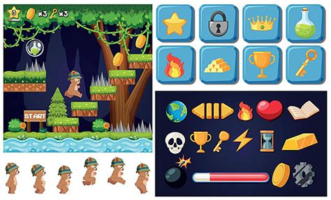 A Jungle Jumping Game Template Game Graphics Animation Jumping Vector