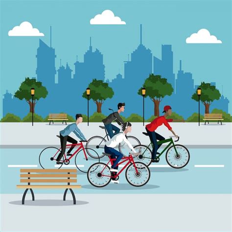 Clipart De Andar De Bicicleta Em Grupo
