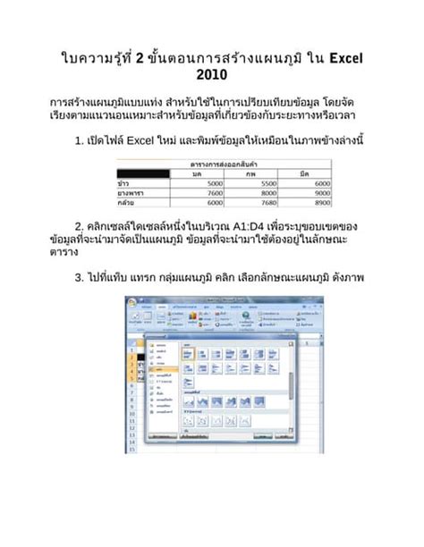 ใบความรู้ที่ 2 ขั้นตอนการสร้างแผนภูมิ ใน Excel 2010 Pdf