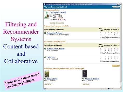 ppt filtering and recommender systems content based and collaborative