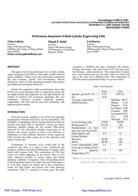 Pdf Performance Assessment Of Multi Cylinder Engine Using Cng