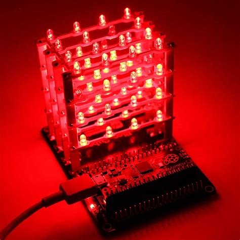 Pico Cube Assembled Red Leds The Pi Hut
