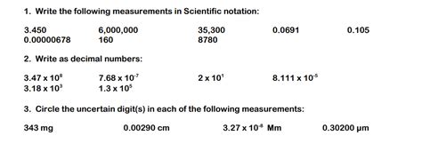 Solved Write The Following Measurements In Scientific