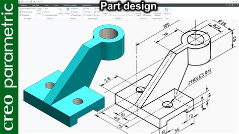 Creo Part Modeling Tutorial Machine Part 03 In Creo Parametric Youtube