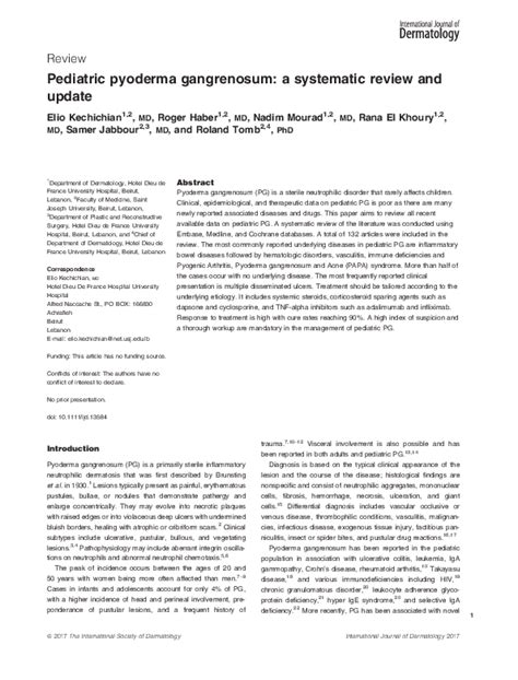 Pdf Pediatric Pyoderma Gangrenosum A Systematic Review And Update