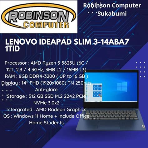 Jual Notebook LENOVO Slim 1 14IGL7 8BID Shopee Indonesia