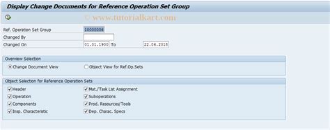 QP SAP Tcode Change Documents Ref Operation Sets
