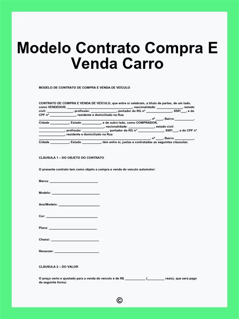 Modelo Contrato Compra E Venda Carro