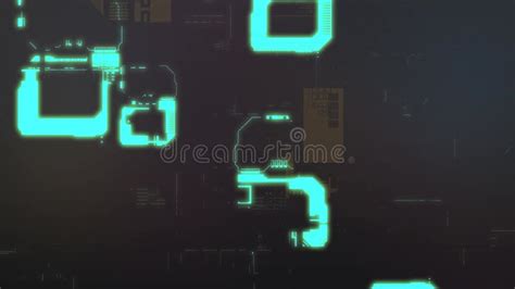 Technology Digital Background With Yellow And Blue Glitch Chip