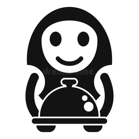 Friendly Waitress Serving Food Covered Tray Icon Design Stock Vector Illustration Of Smile