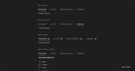Panels Sample Codesandbox