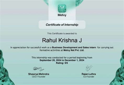 Rahul Krishna J On Linkedin Internshipjourney Starintern Businessdevelopment