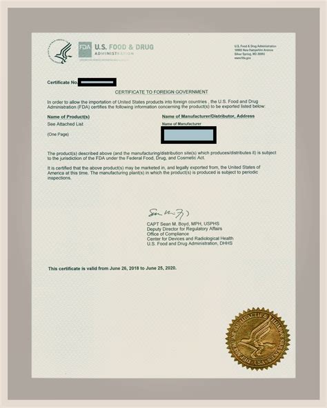 Fda Certificate