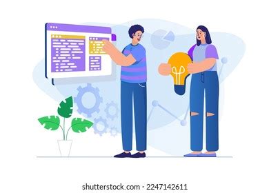 Teamwork Concept People Scene Man Woman Stock Illustration 2247142611