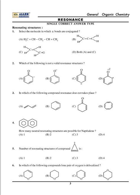 Number Of Resonating Structures Of Compound Is Filo