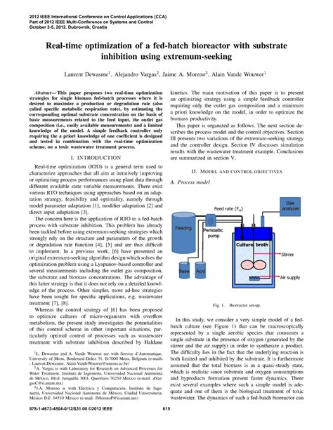 Pdf Real Time Optimization Of A Fed Batch Bioreactor With Substrate