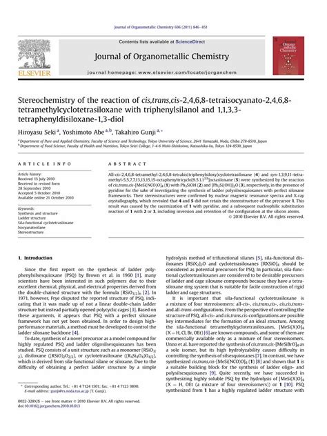 Pdf Stereochemistry Of The Reaction Of Cistranscis 2468