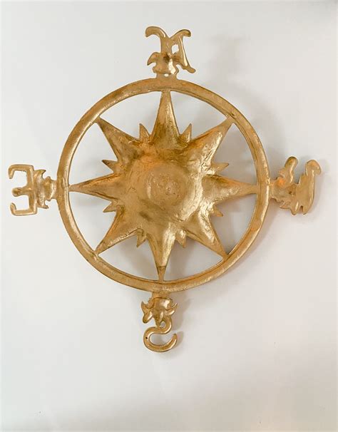 Vintage Brass Compass Rose Wall Hanging Decor Etsy